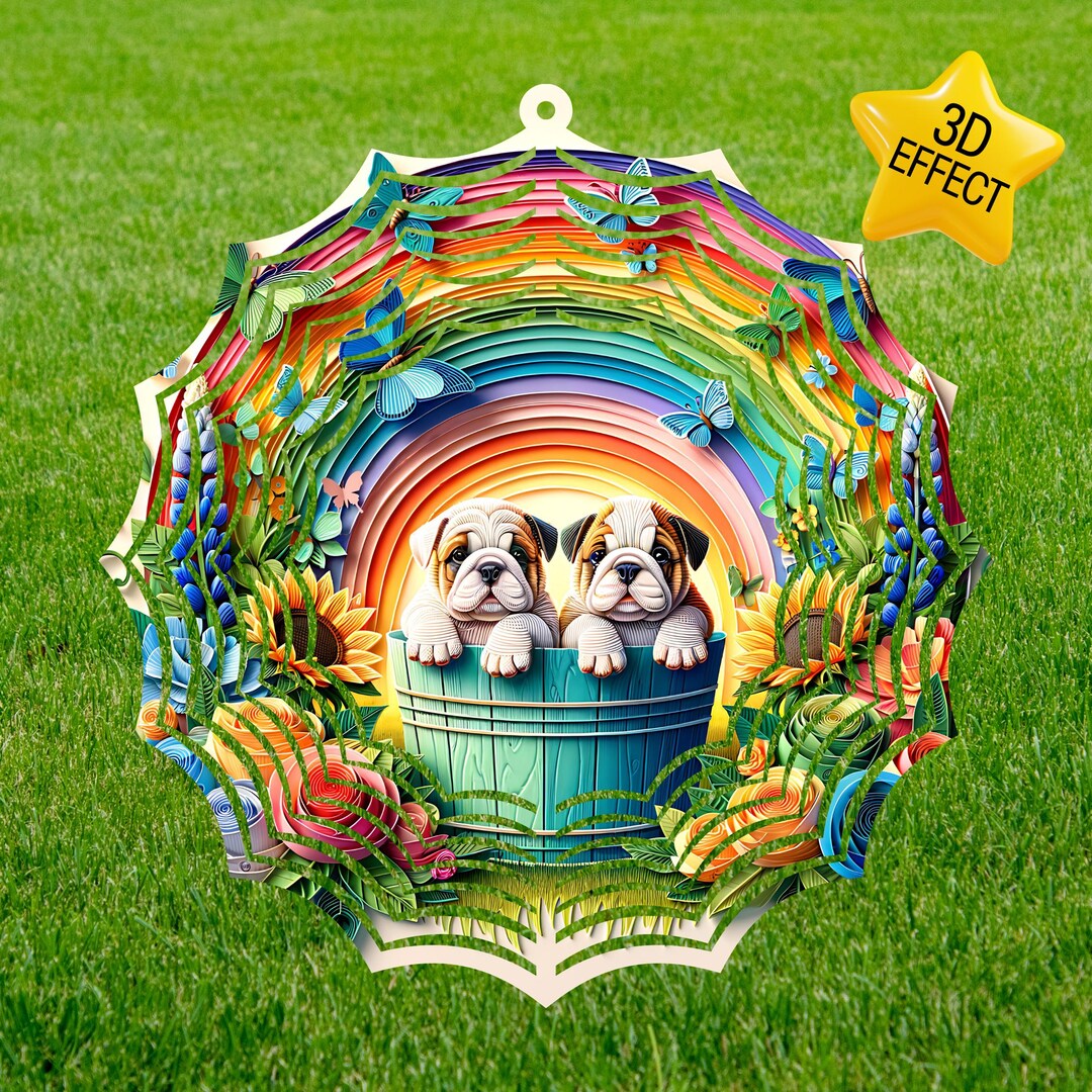 Bull Dog Puppies Wind Spinner Sublimation Instant Digital Download PNG ...