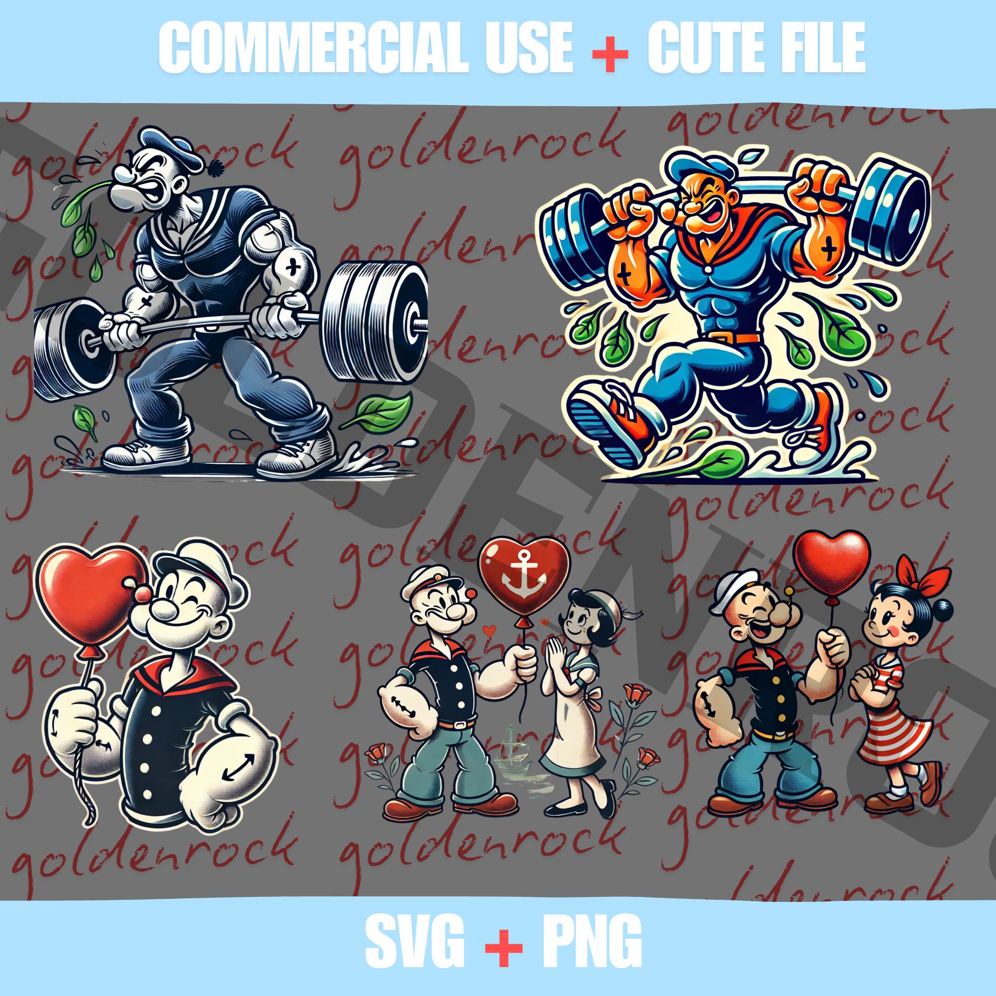 Popeye File Set, SVG Bundle LAYERED, Popeye Svg Bundle, Instant ...