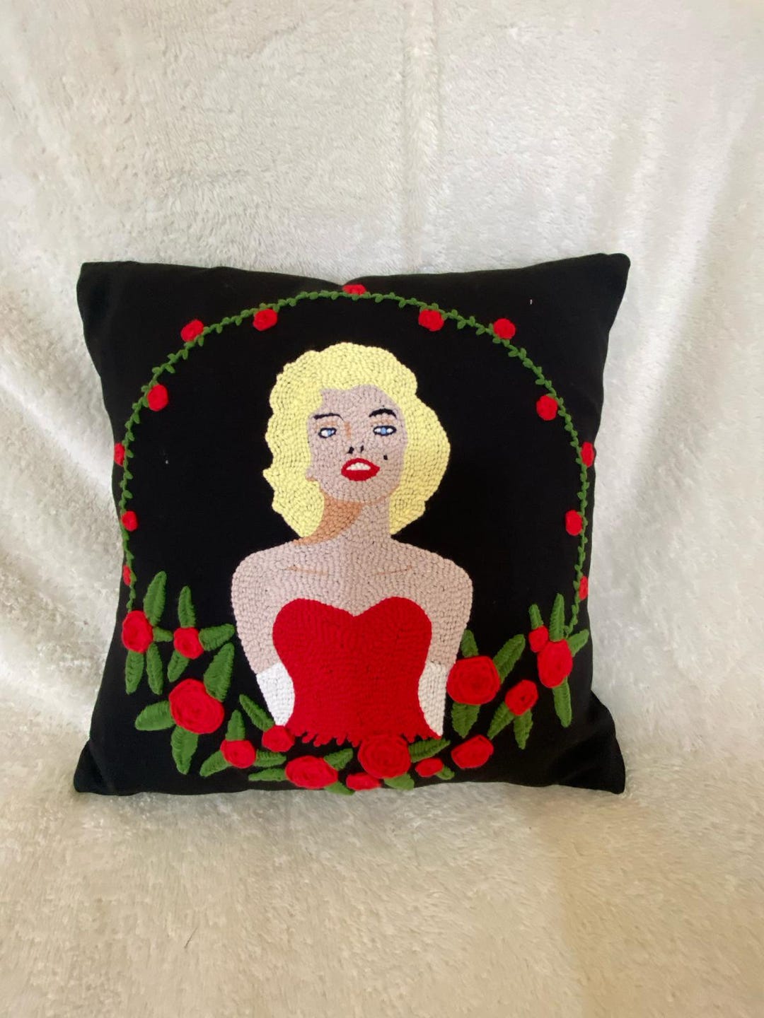 Handmade Marilyn Monroe Punch Needle Pillow – Limited Edition ...