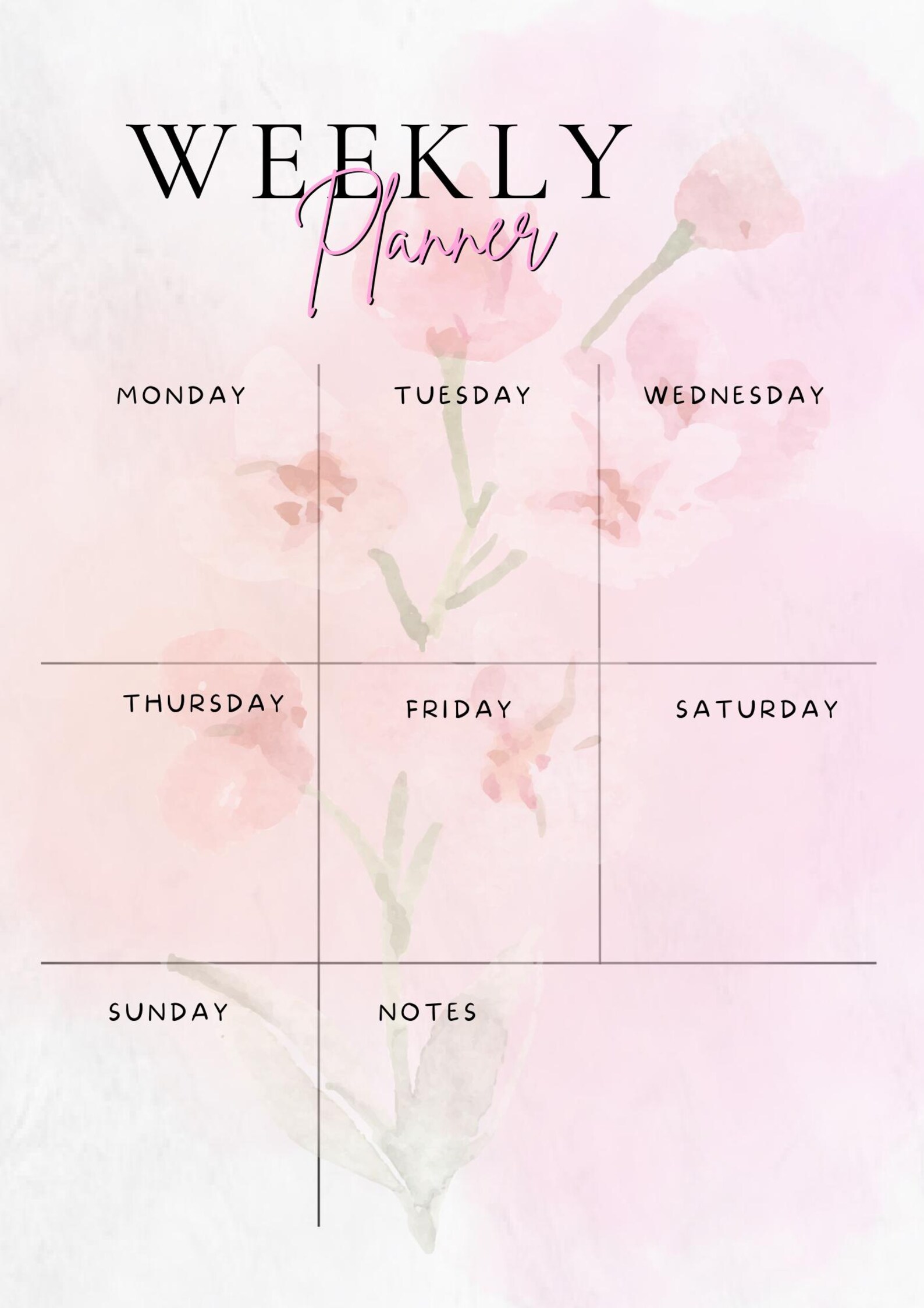 Pink Theme Weekly Planner - Etsy