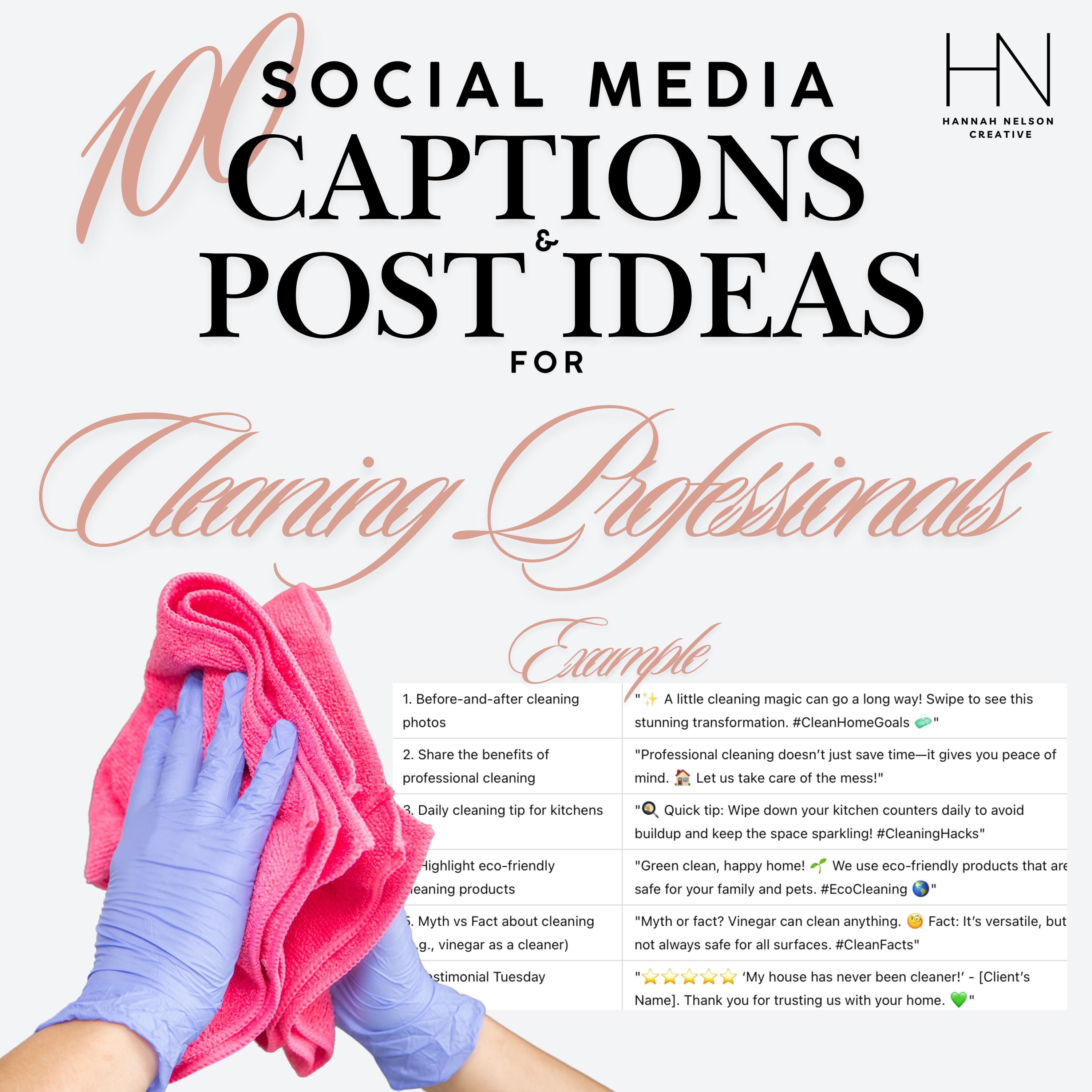 100 Social Media Posts With Captions for Cleaning Professionals ...