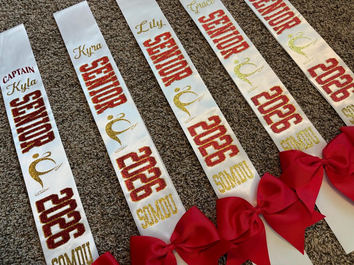 Senior Team Logo Sash With Glitter and Bow - Etsy
