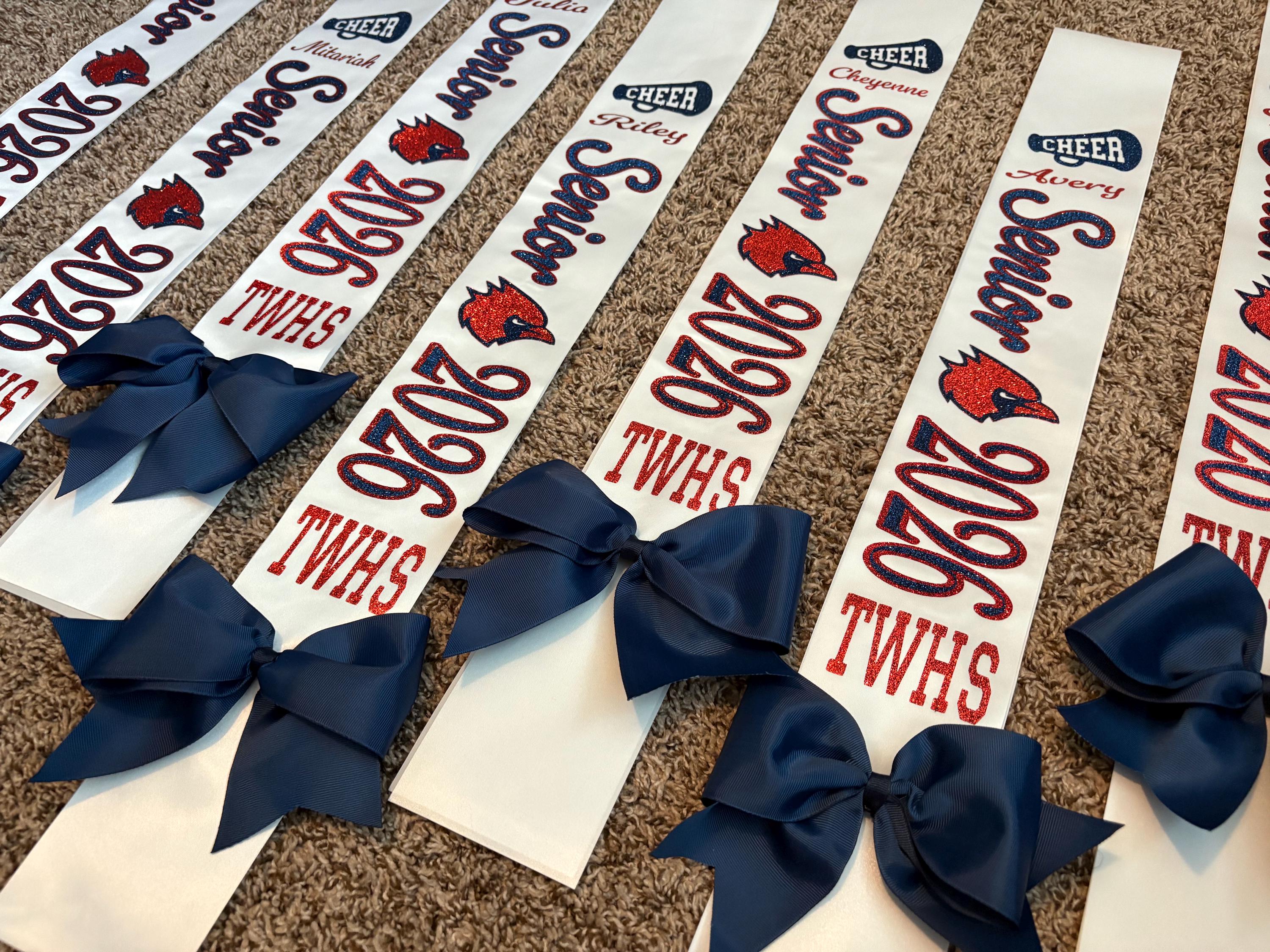 Senior Team Logo Sash With Glitter and Bow - Etsy