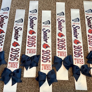 Senior Team Logo Sash With Glitter and Bow - Etsy