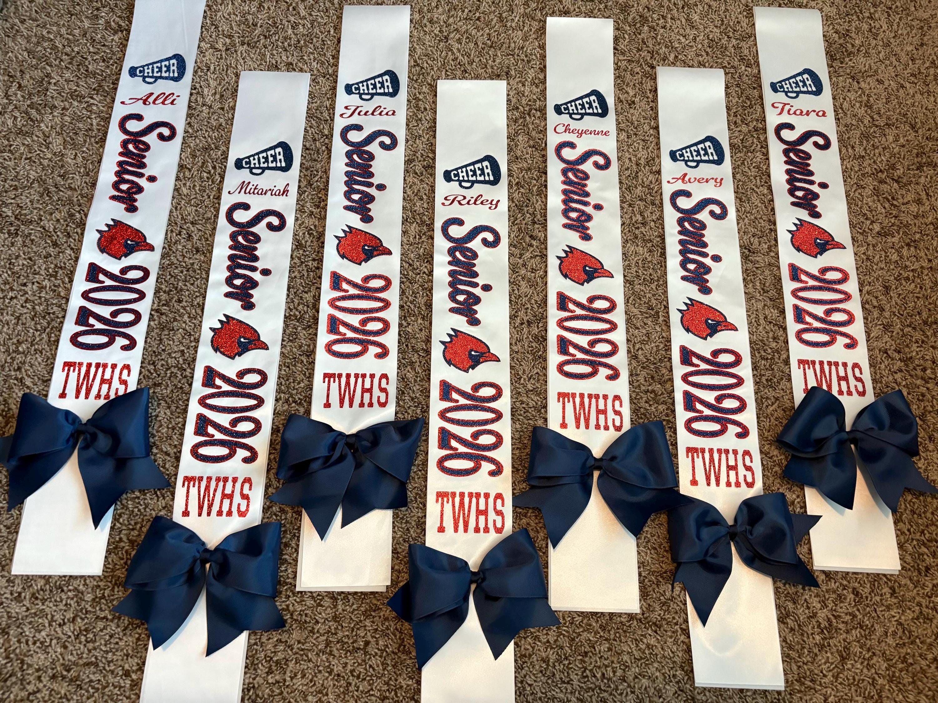 Senior Team Logo Sash With Glitter and Bow - Etsy