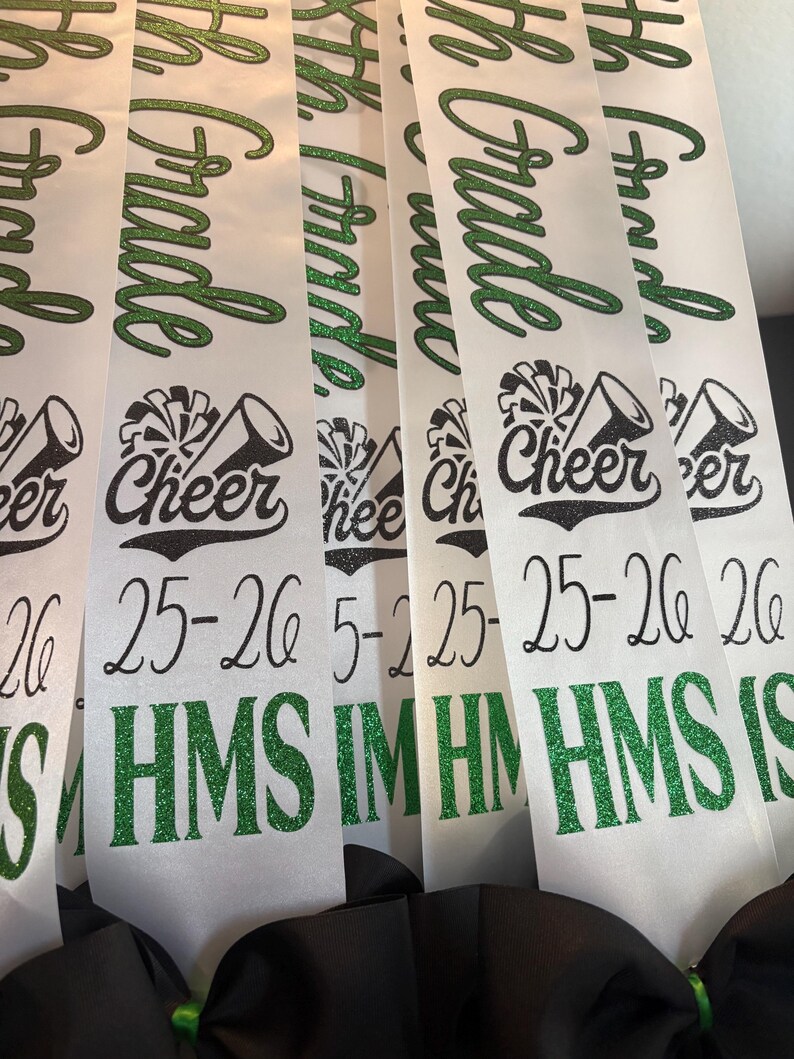 8th Grade Cheer Sash - Megaphone Graduate Sash With Glitter and Bow - Etsy