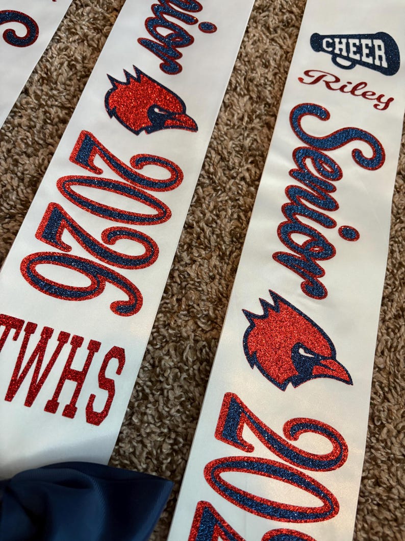 Senior Team Logo Sash With Glitter and Bow - Etsy