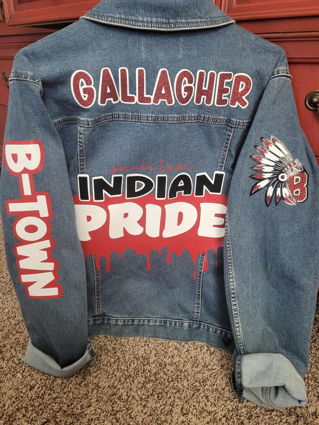 School Team Logo Denim Jacket- Custom Mom Jacket - Etsy