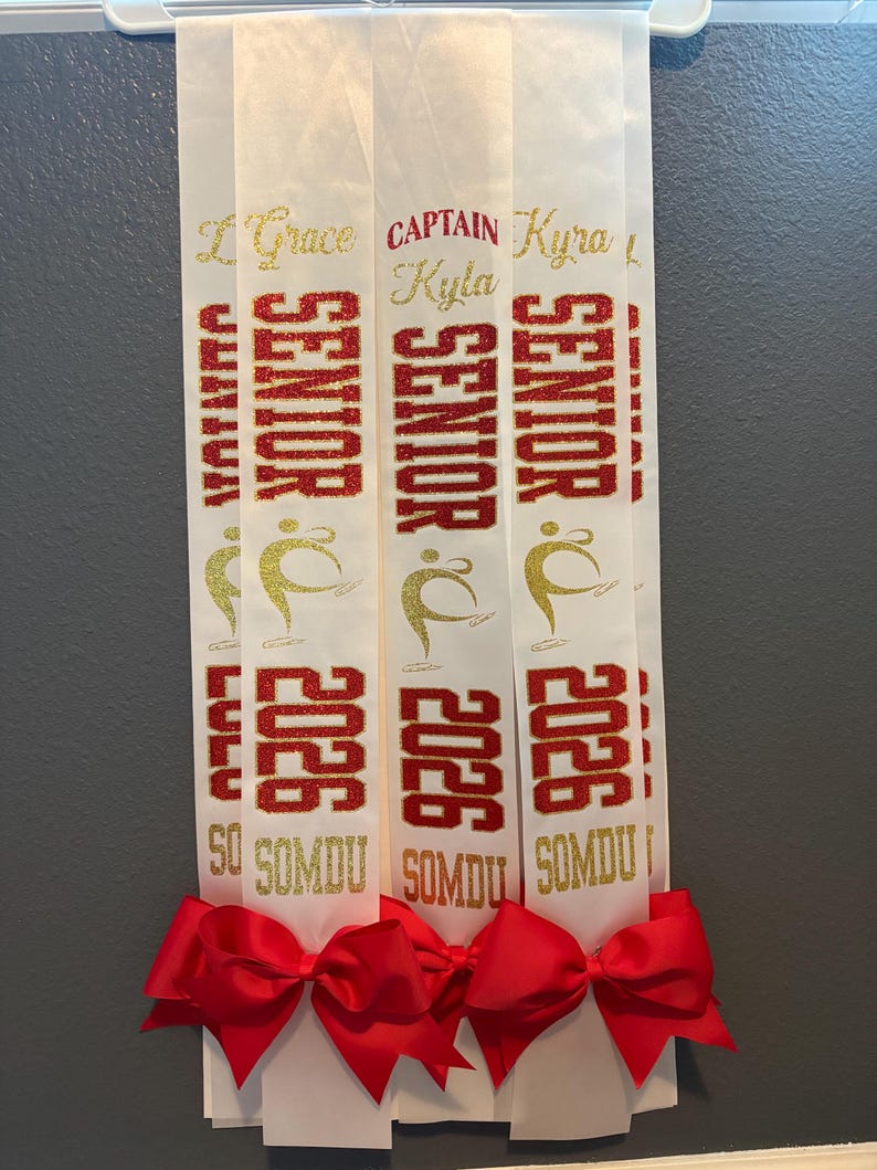 Senior Team Logo Sash With Glitter and Bow - Etsy