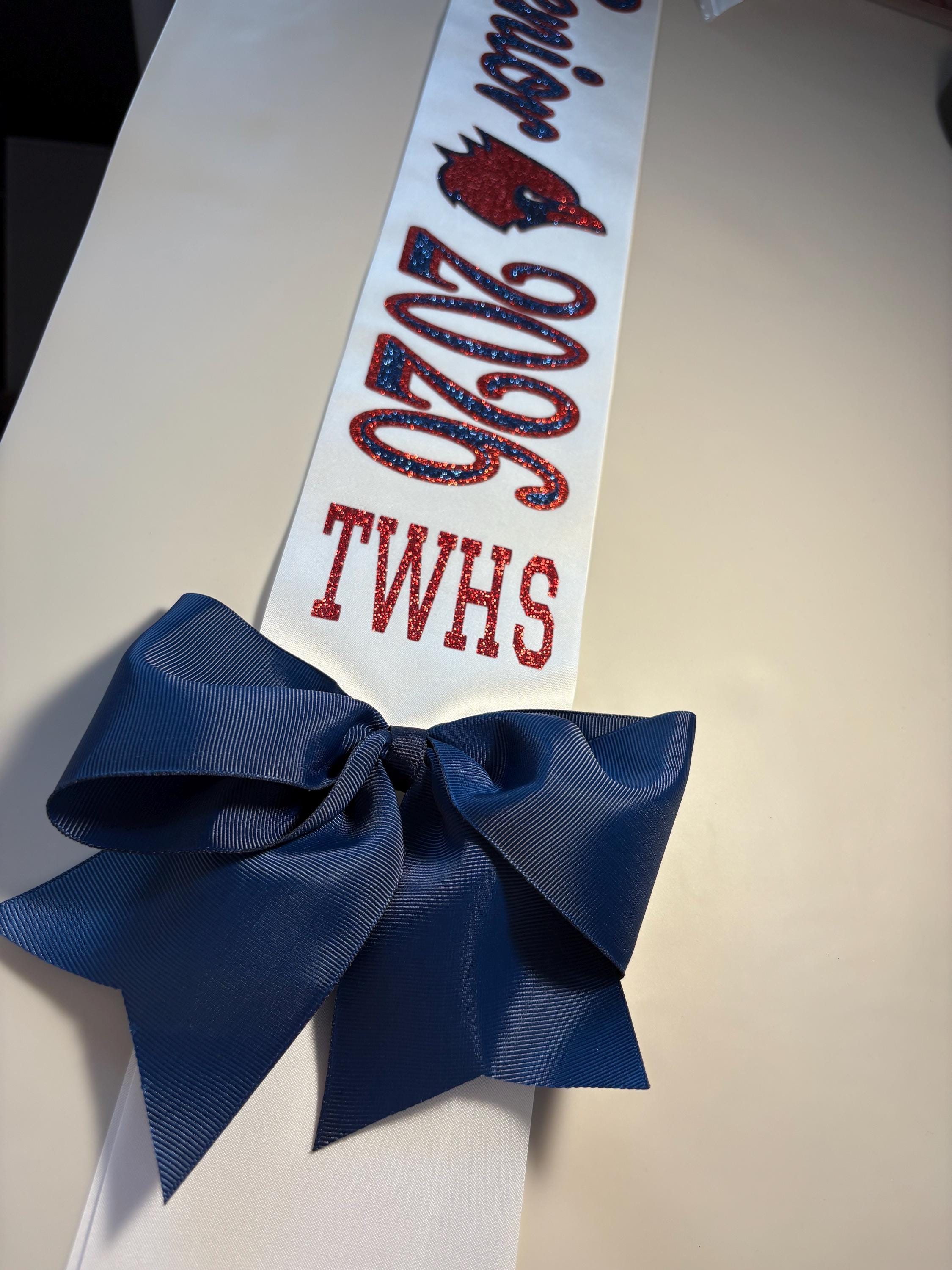 Senior Team Logo Sash With Glitter and Bow - Etsy