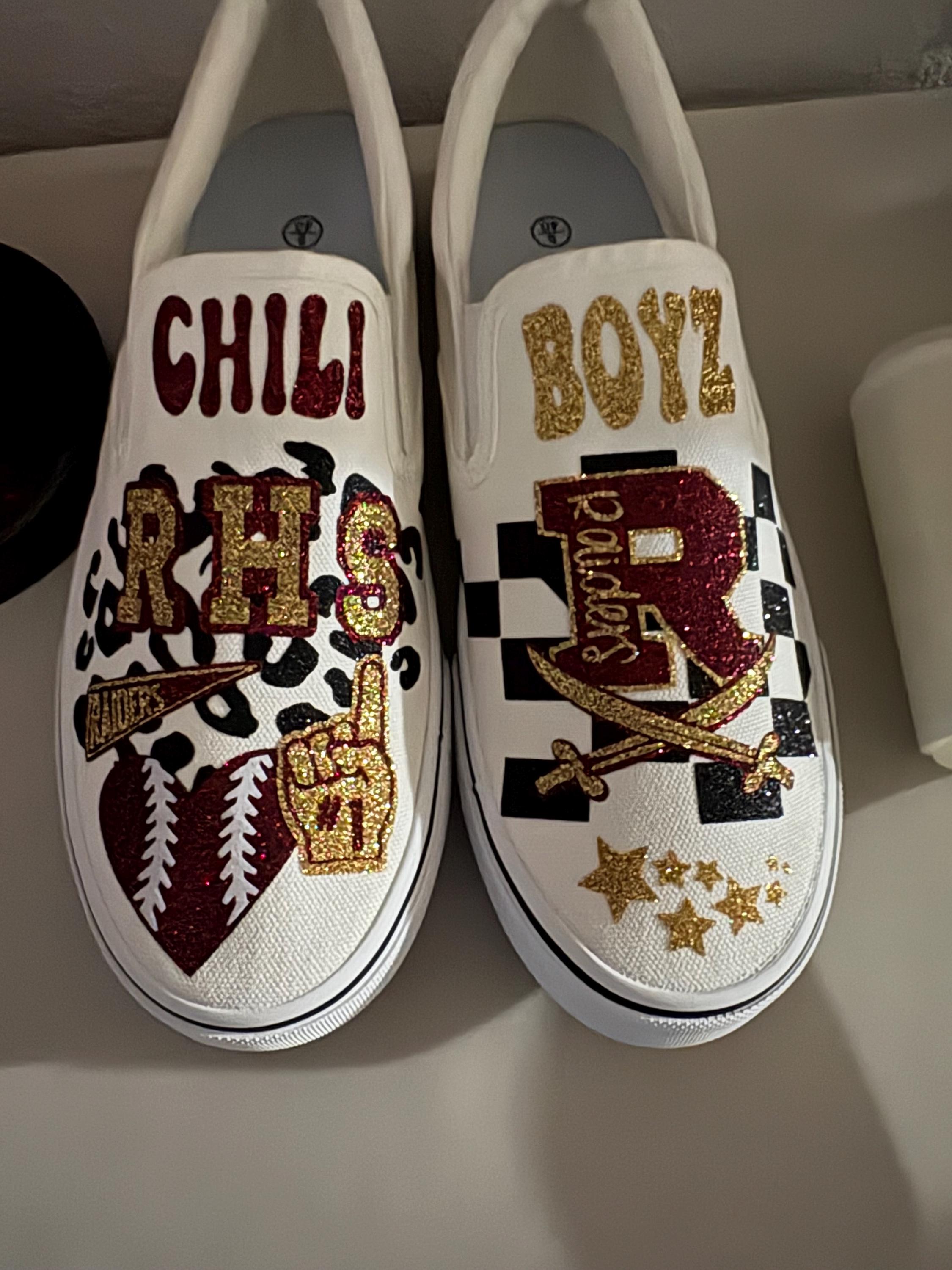 High School Team Spirit Glitter Shoes: Team Logo With Name- Teacher ...