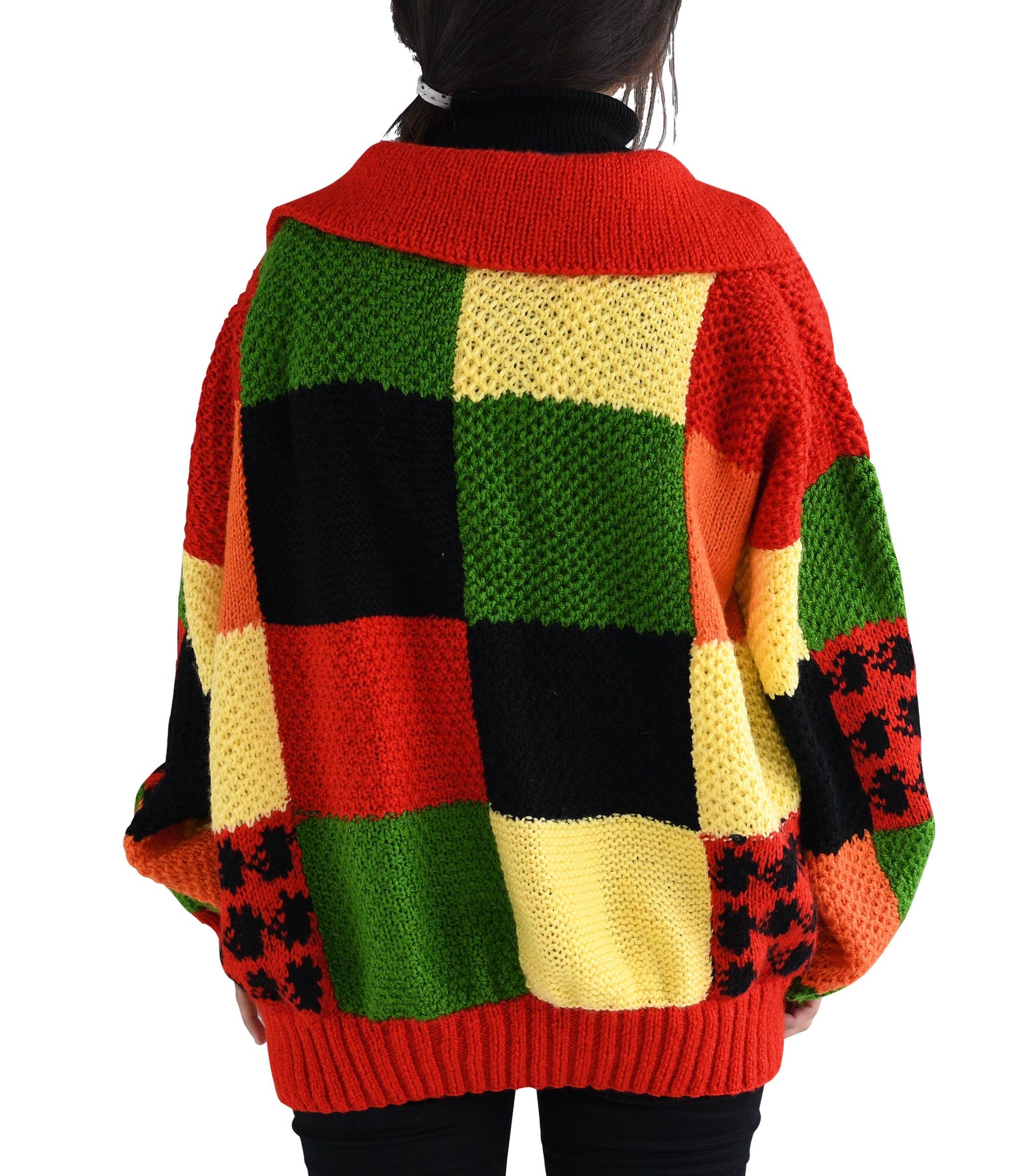 Patchwork Rainbow Knit Cardigan, Boho Unisex Sweater, Colorful Cardigan ...