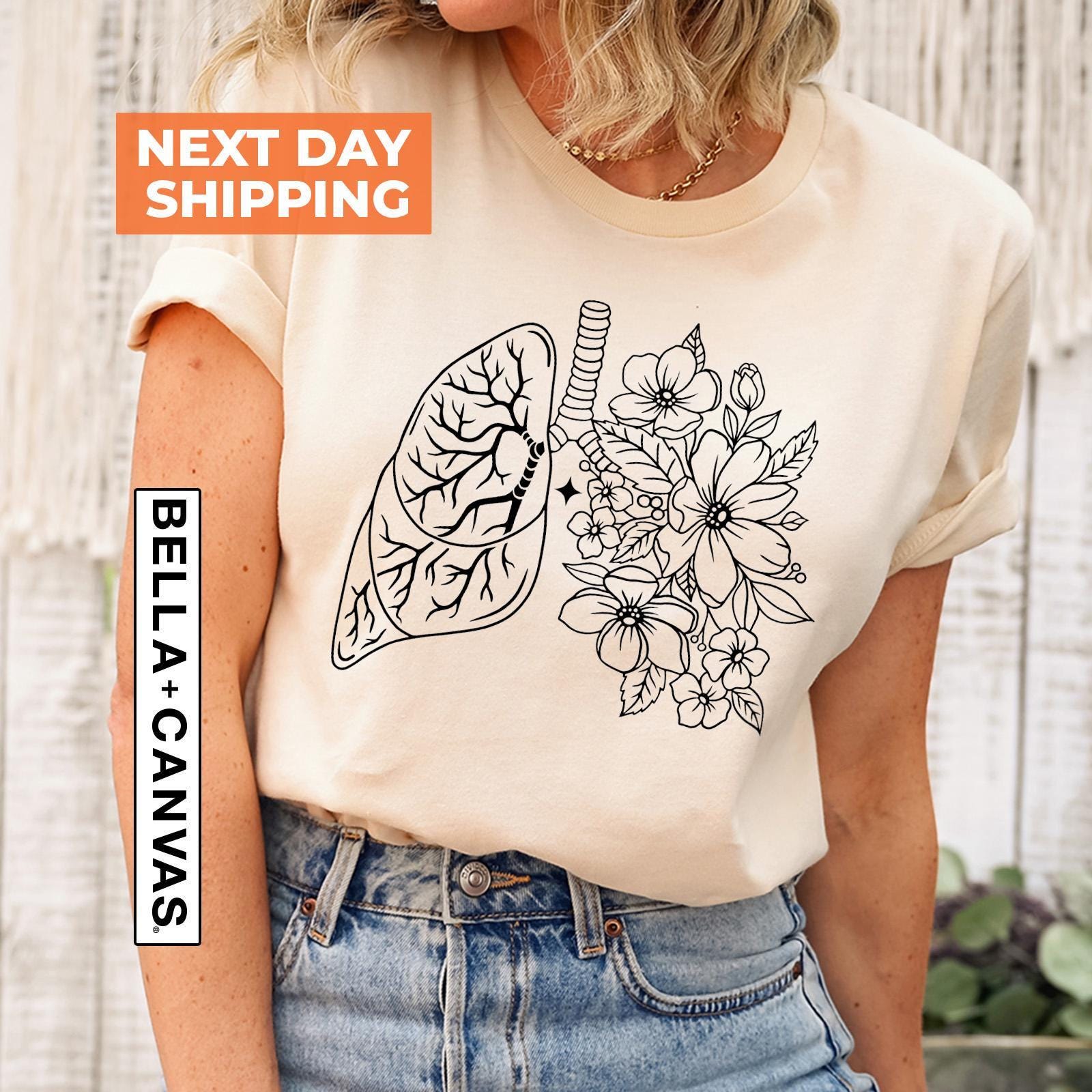 Anatomical Lung Shirt, Floral Lungs Shirt, Therapist Shirt, Respiratory ...