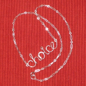 SOLID STERLING SILVER Choice Necklace // Wire Word Necklace ...