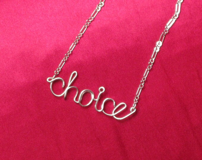 SOLID STERLING SILVER Choice Necklace // Wire Word Necklace ...