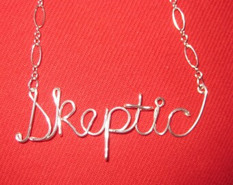 SOLID STERLING SILVER Choice Necklace // Wire Word Necklace ...
