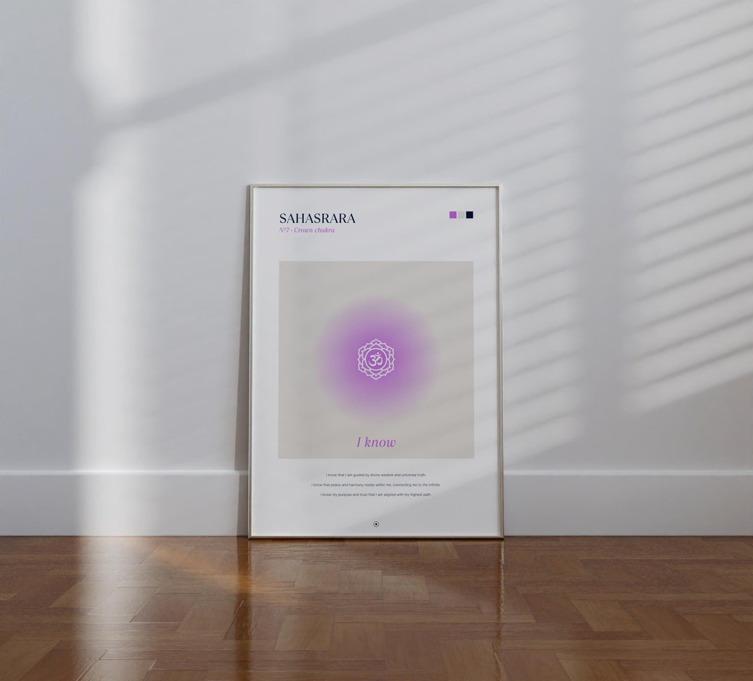 Violet Aura Crown Chakra Poster, Grainy Gradient Print, Spiritual Wall ...