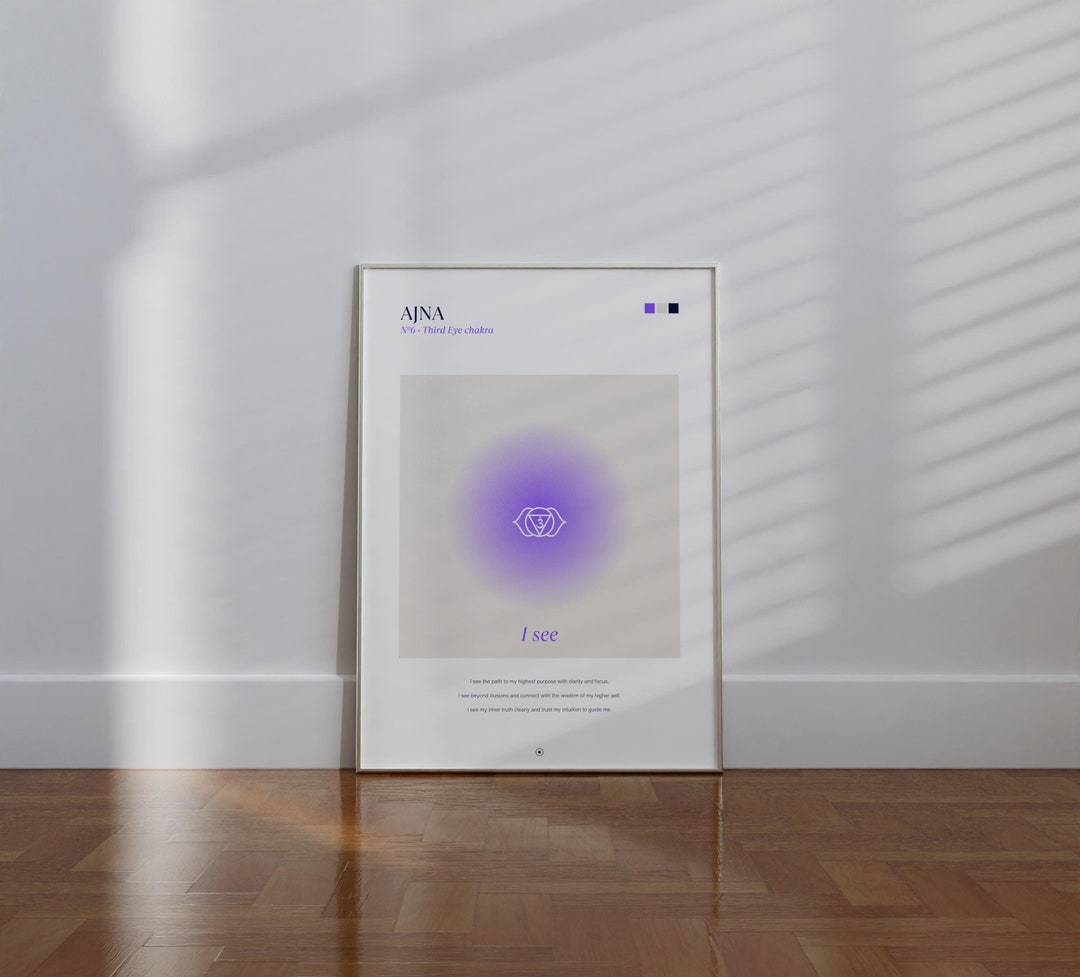 Indigo Aura Third Eye Chakra Poster, Grainy Gradient Print, Spiritual ...