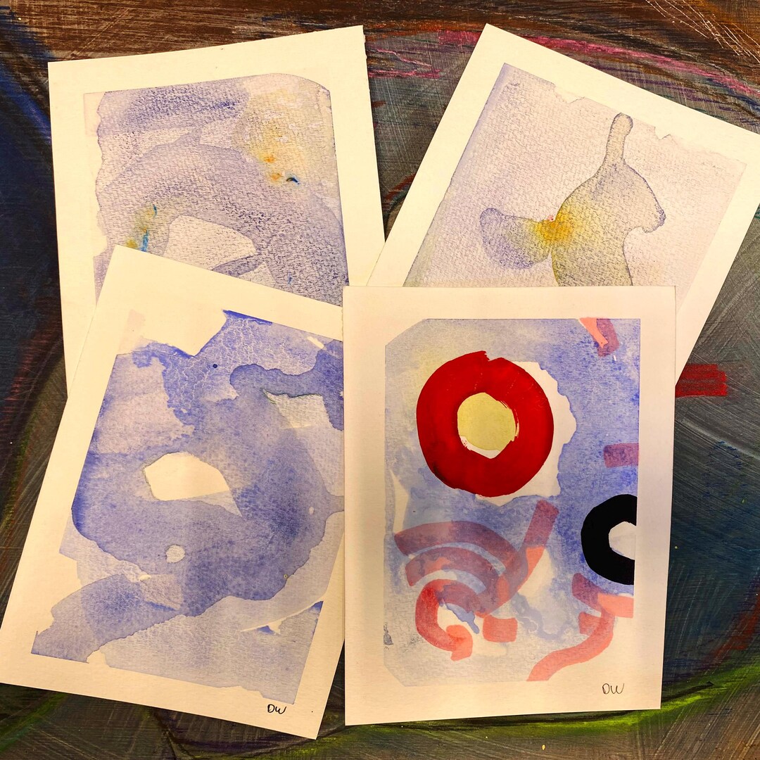 4 Abstract Note Cards With Envelopes for All Occasions, Stationery ...