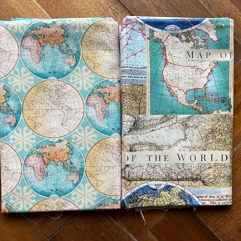 World Map Fabric - Etsy