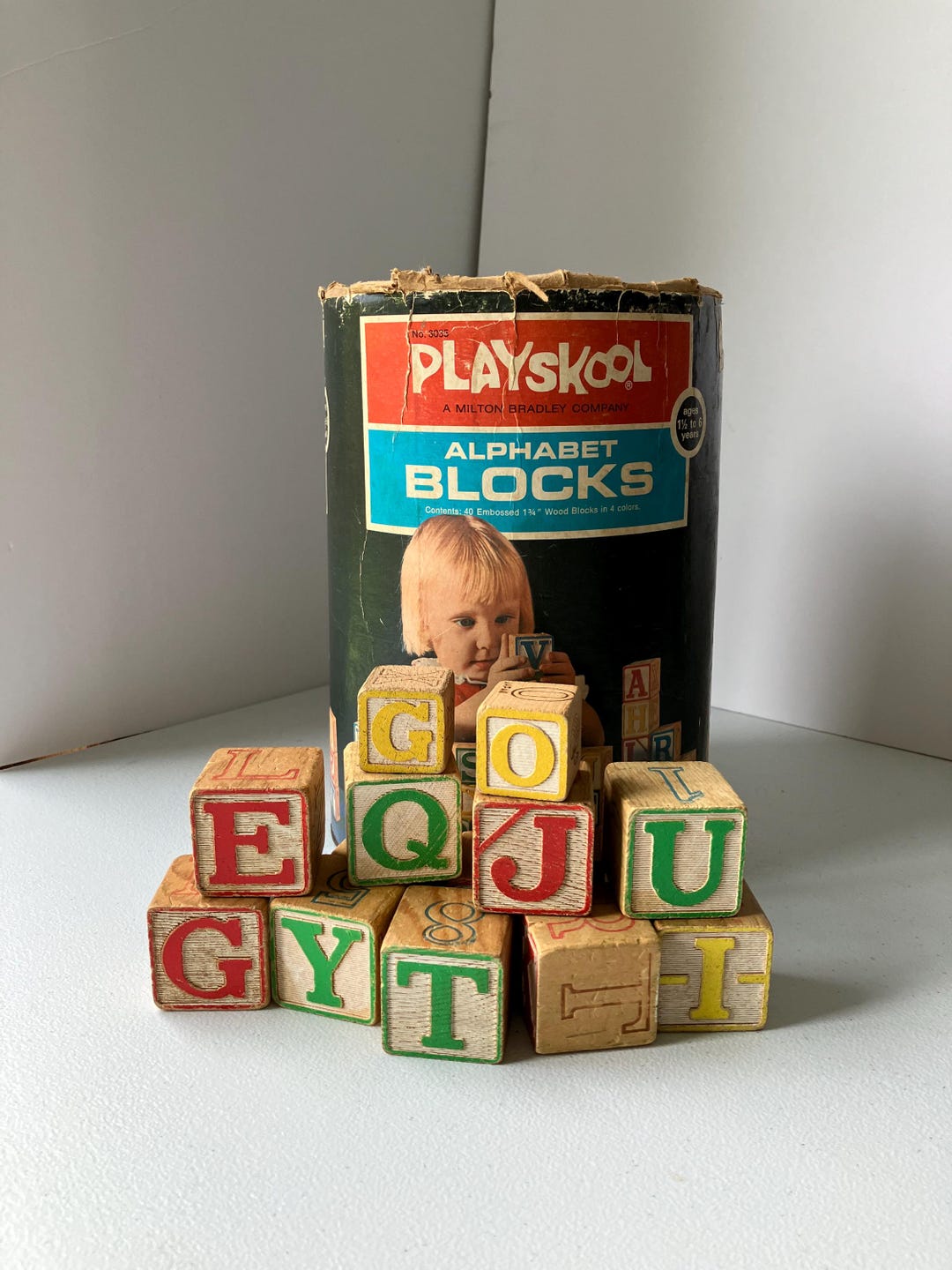 Vintage Alphabet Wood Blocks Playskool Milton Bradley Toys Children ...