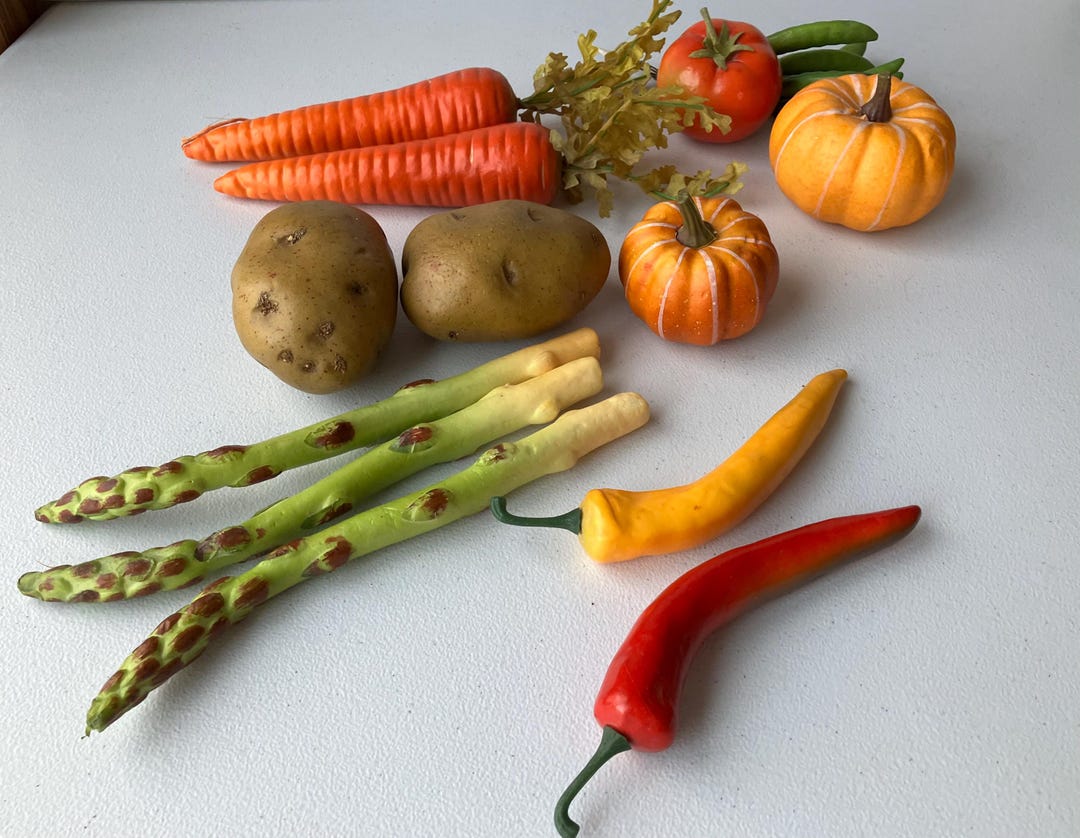 Vintage Artificial Vegetables Set Thirteen Carrots Squash Asparagus ...
