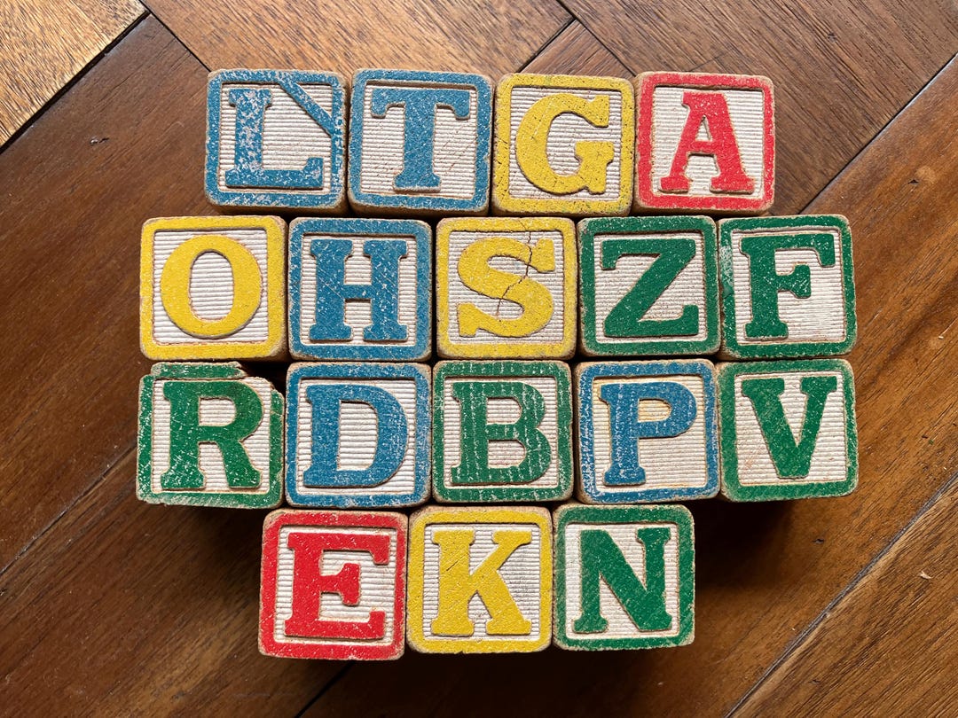 Vintage Playskool Wooden Alphabet Block: Distressed Letter Toy, Craft ...