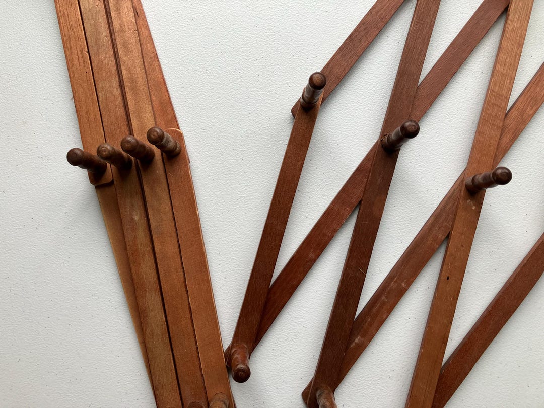 Vintage Accordion Peg Hanging Rack Wooden Storage Organization - Etsy