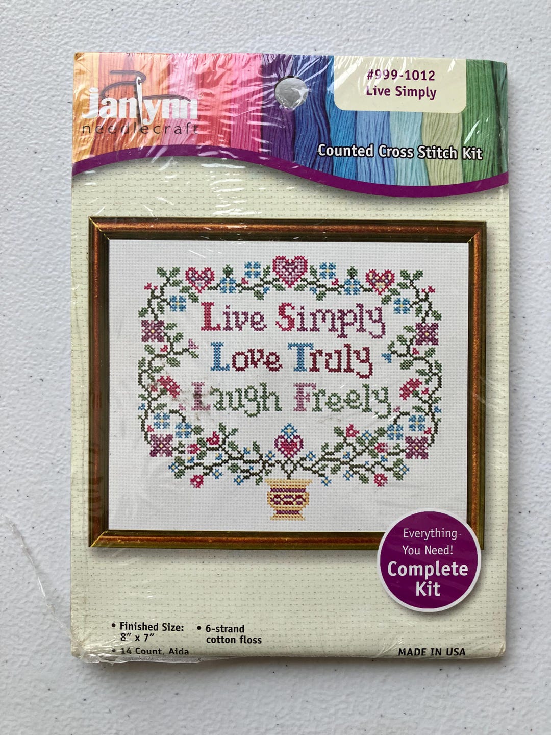 Reclaimed Janlyn Counted Cross Stitch Kit Live Simply Love Truly Laugh ...