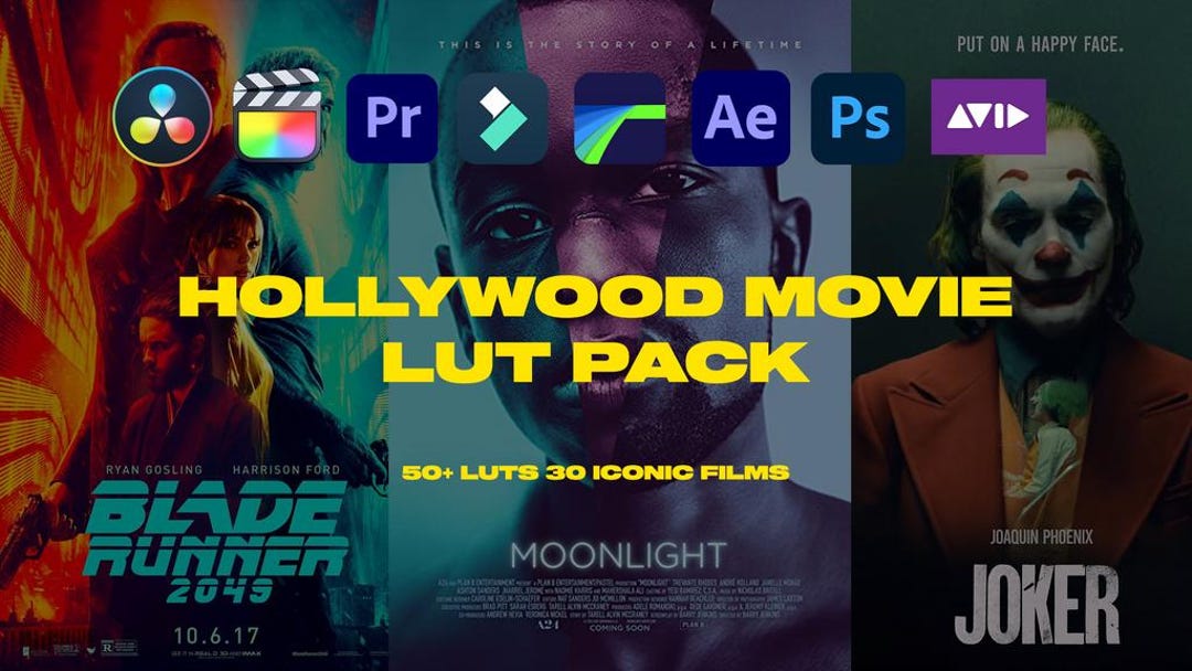 Hollywood Movie LUT Pack – 50 Cinematic Film Look Luts for Video Color ...
