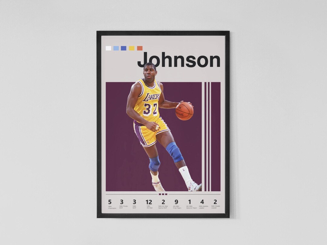 Magic Johnson Poster, LA Lakers Print, NBA Poster, NBA Fans, Basketball ...