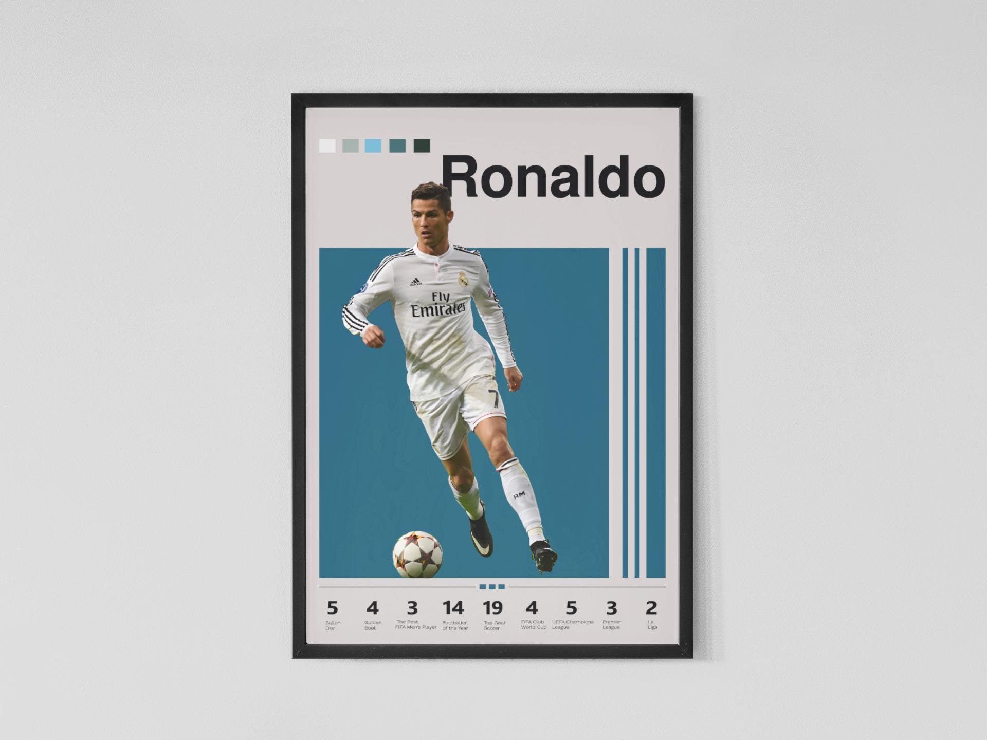 Cristiano Ronaldo Poster, Real Madrid Print, Soccer Gifts, Sports ...