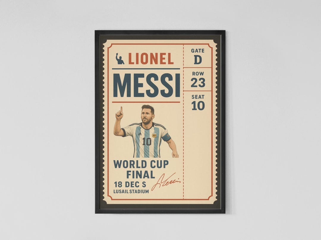 Lionel Messi Ticket Poster, Argentina Soccer Print, Soccer Gifts ...