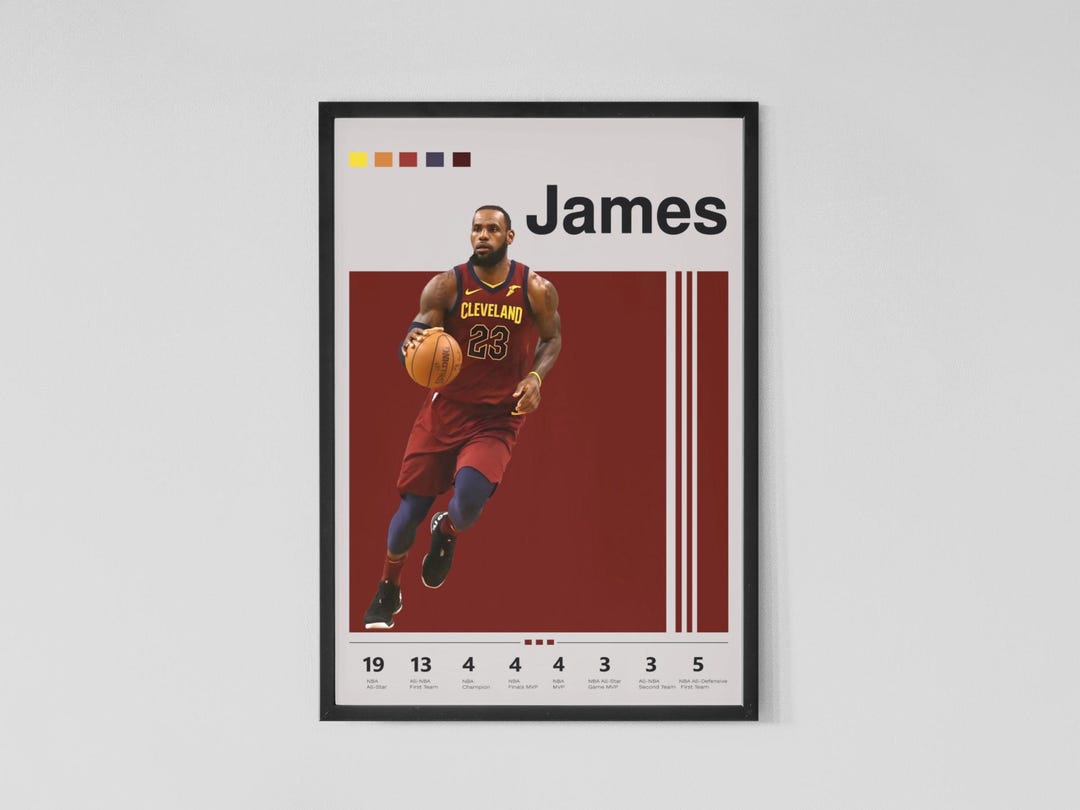 Lebron James Poster, Cleveland Cavaliers Print, NBA Poster, Sports ...