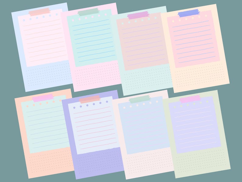 Printable Notepad Pages, Digital Notepad, Colorful Pages to Print ...