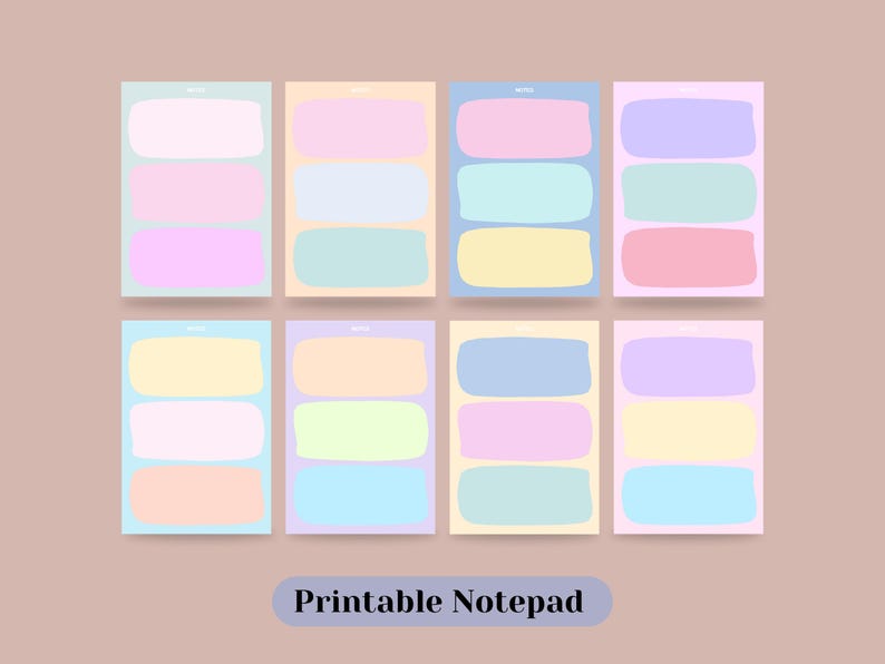 Printable Notepad, Digital Notepad, Colorful Pages to Print, Printable ...