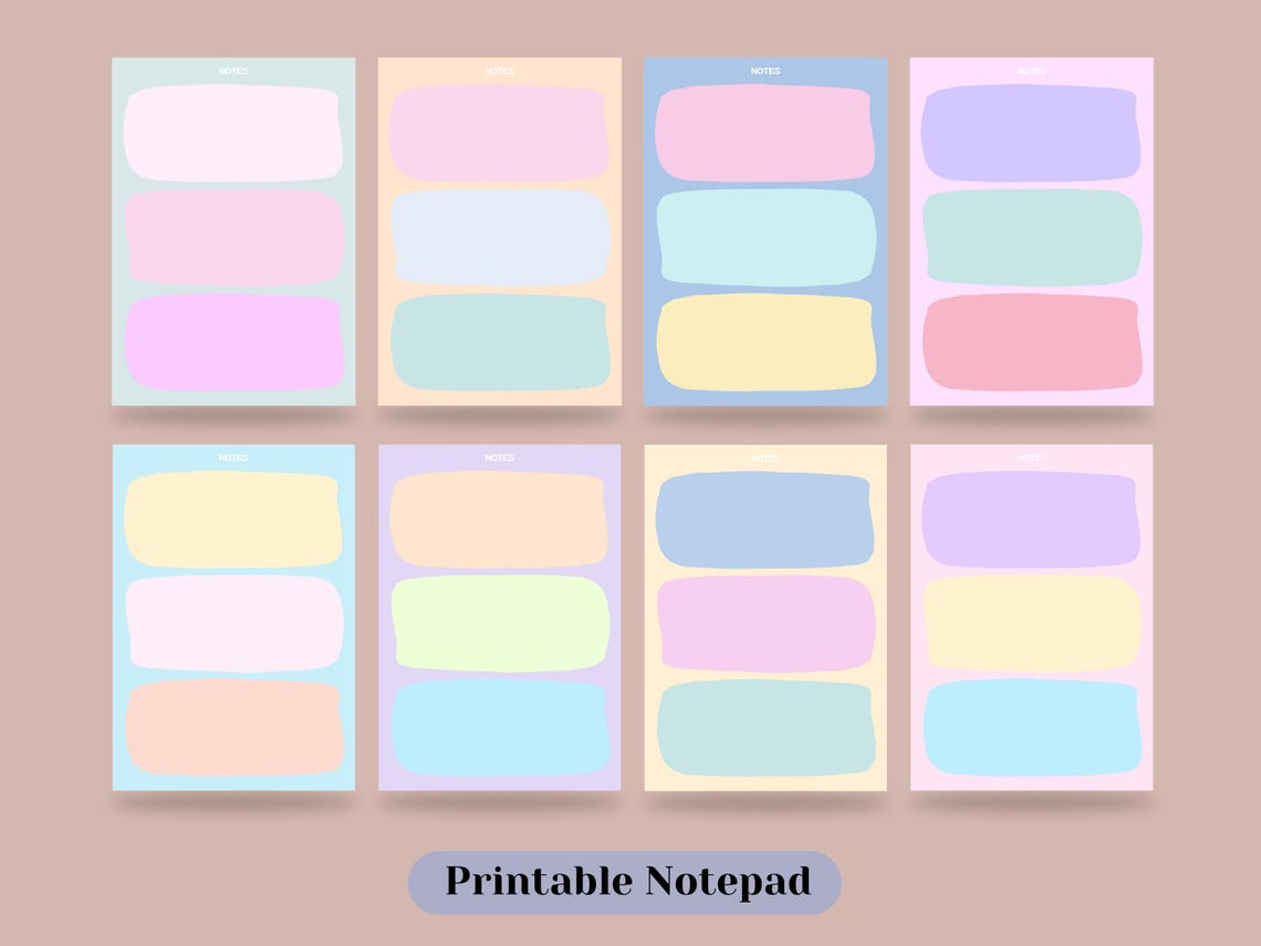 Printable Notepad, Digital Notepad, Colorful Pages to Print, Printable ...