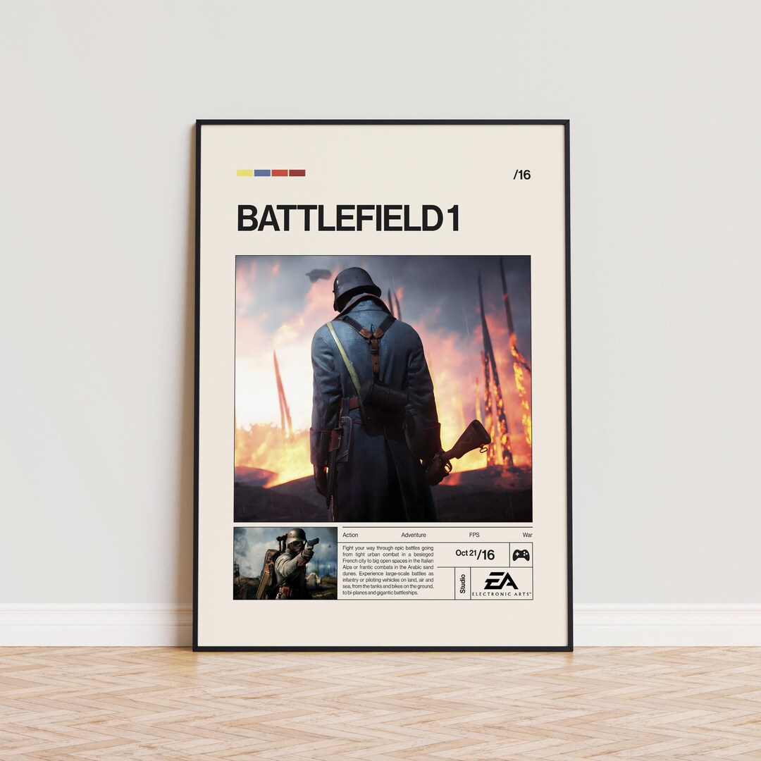 Battlefield 1 Poster, Video Game Poster, Minimalist Game Print, Gaming ...