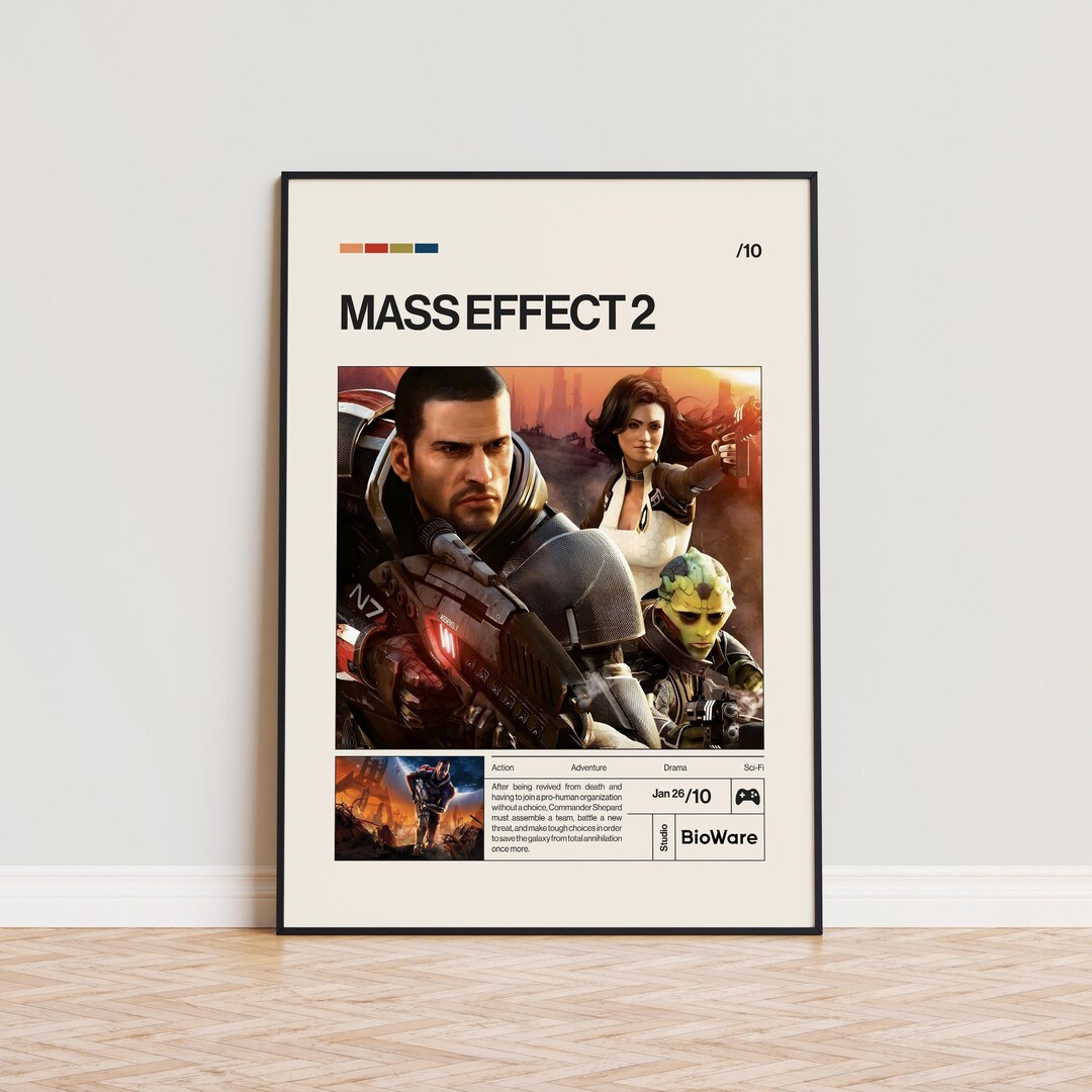 Mass Effect 2 Poster, Video Game Poster, Minimalist Game Print, Gaming ...