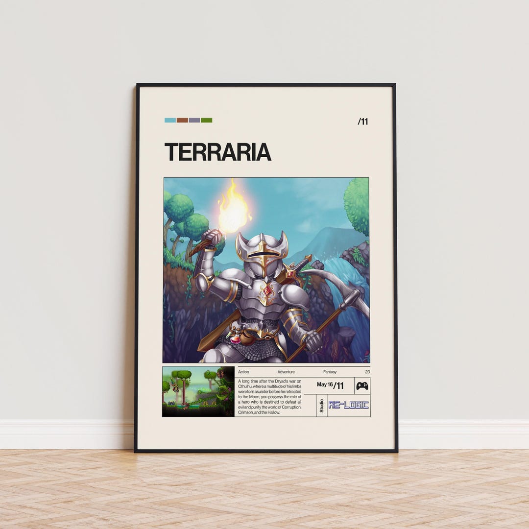 Terraria Poster, Video Game Poster, Minimalist Game Print, Gaming Room ...