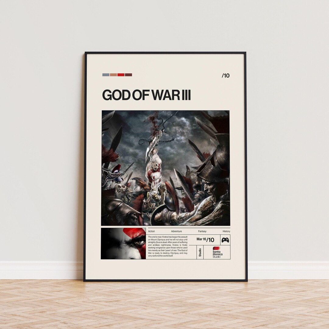 God of War 3 Poster, Video Game Poster, Minimalist Game Print, Gaming ...