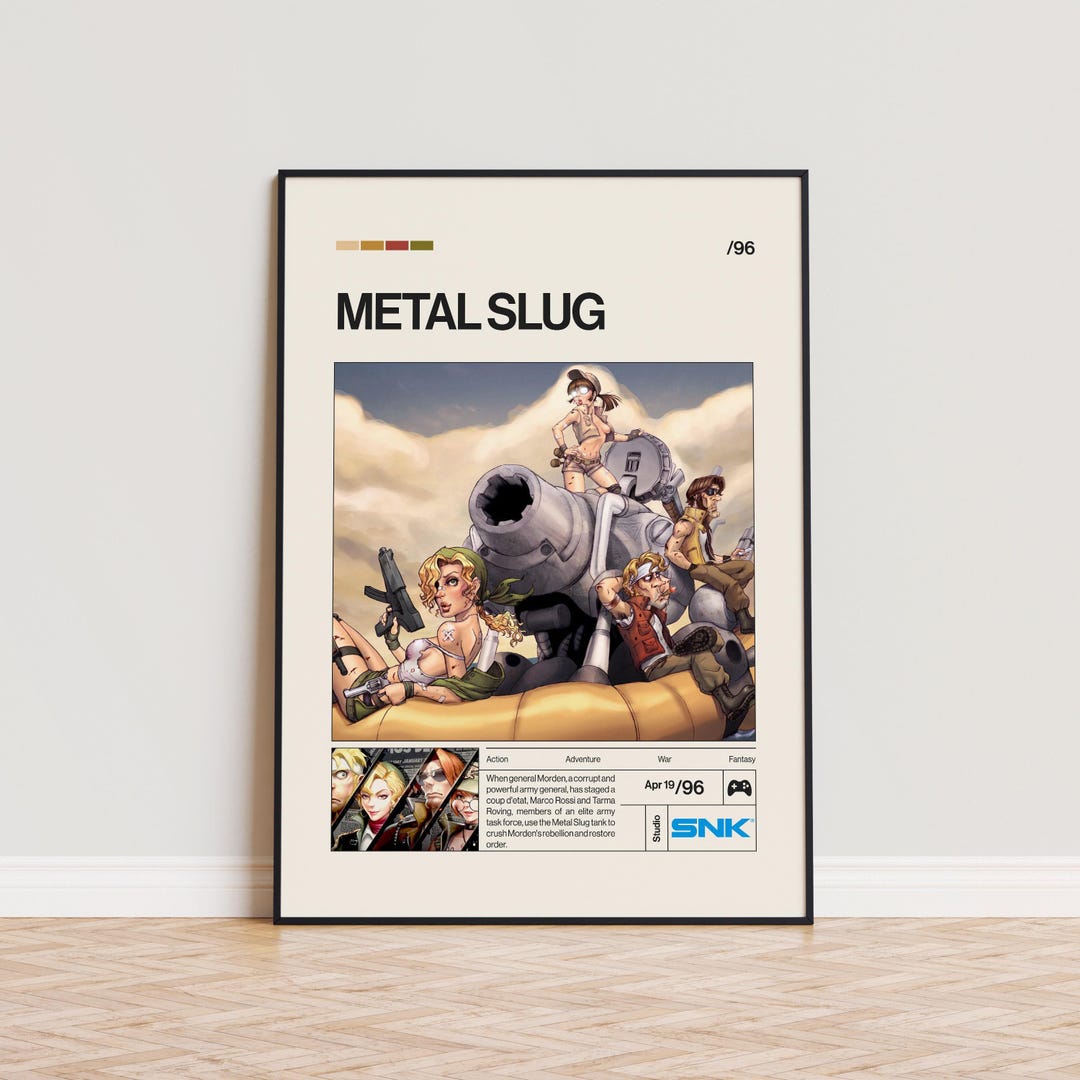 Metal Slug Poster, Video Game Poster, Minimalist Game Print, Gaming ...