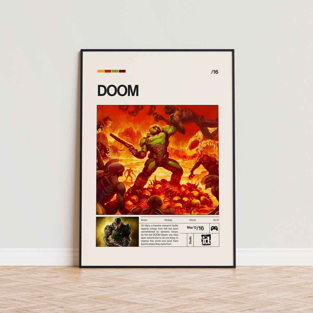 Doom Poster, Video Game Poster, Minimalist Game Print, Gaming Room ...