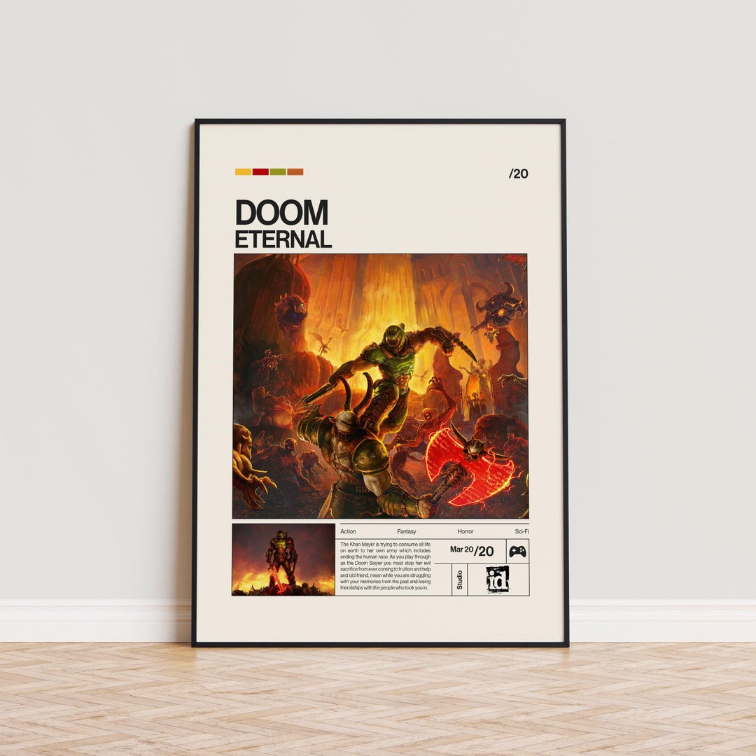 Doom Eternal Poster, Video Game Poster, Minimalist Game Print, Gaming ...