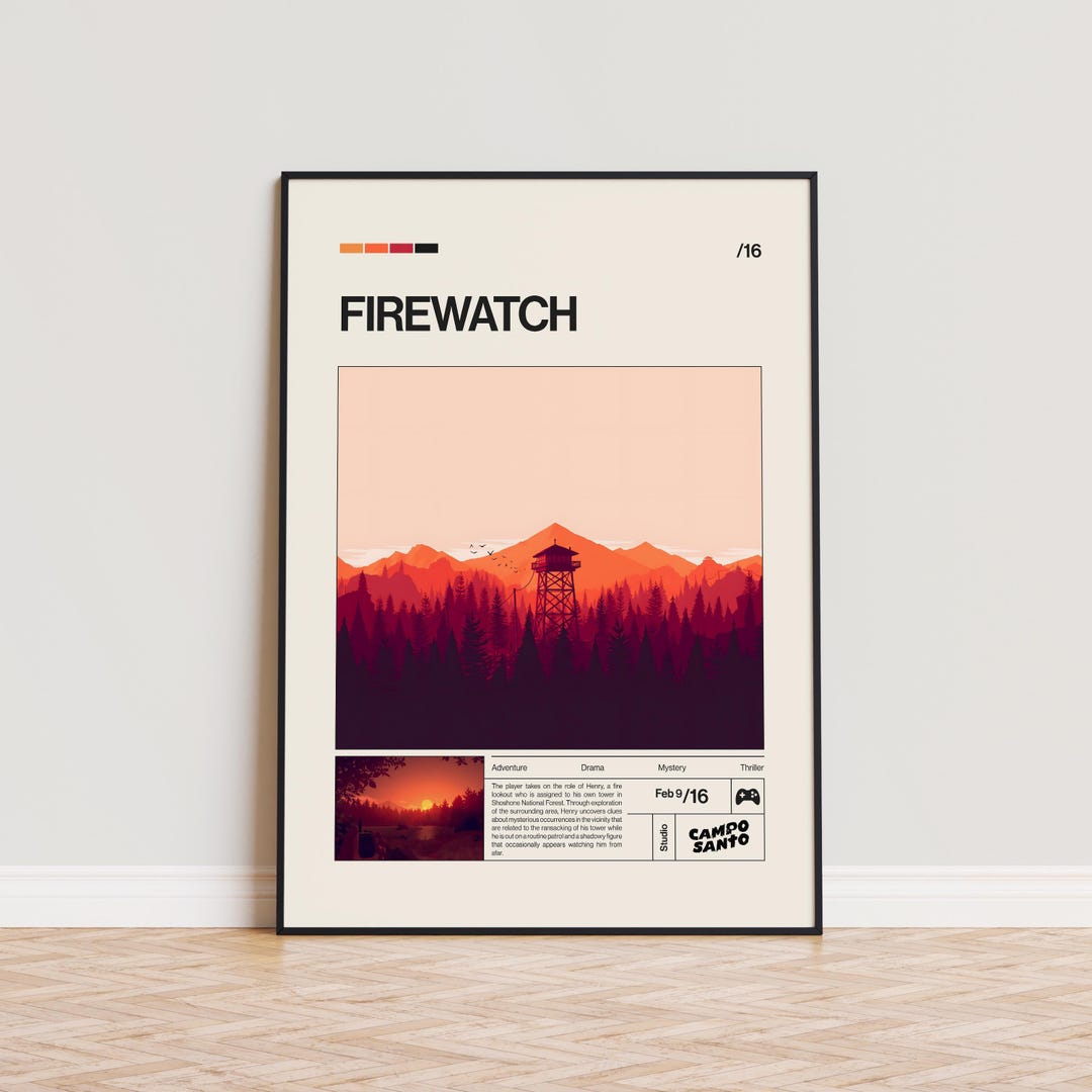 Firewatch Poster, Video Game Poster, Minimalist Game Print, Gaming Room ...