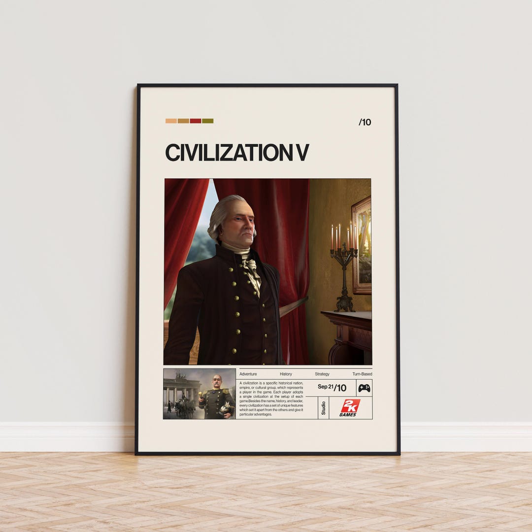 Civilization 5 Poster, Video Game Poster, Minimalist Game Print, Gaming ...