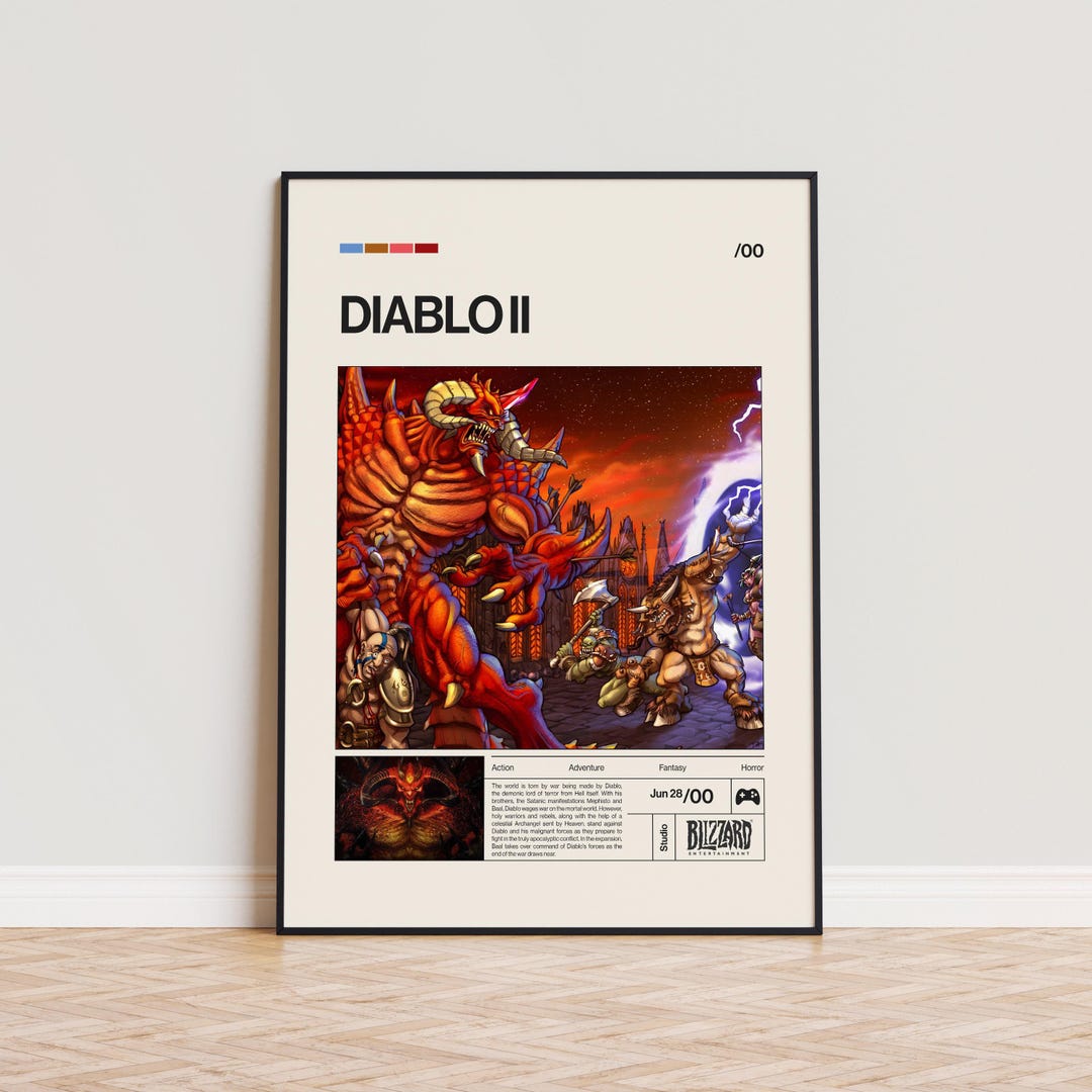 Diablo 2 Poster, Video Game Poster, Minimalist Game Print, Gaming Room ...