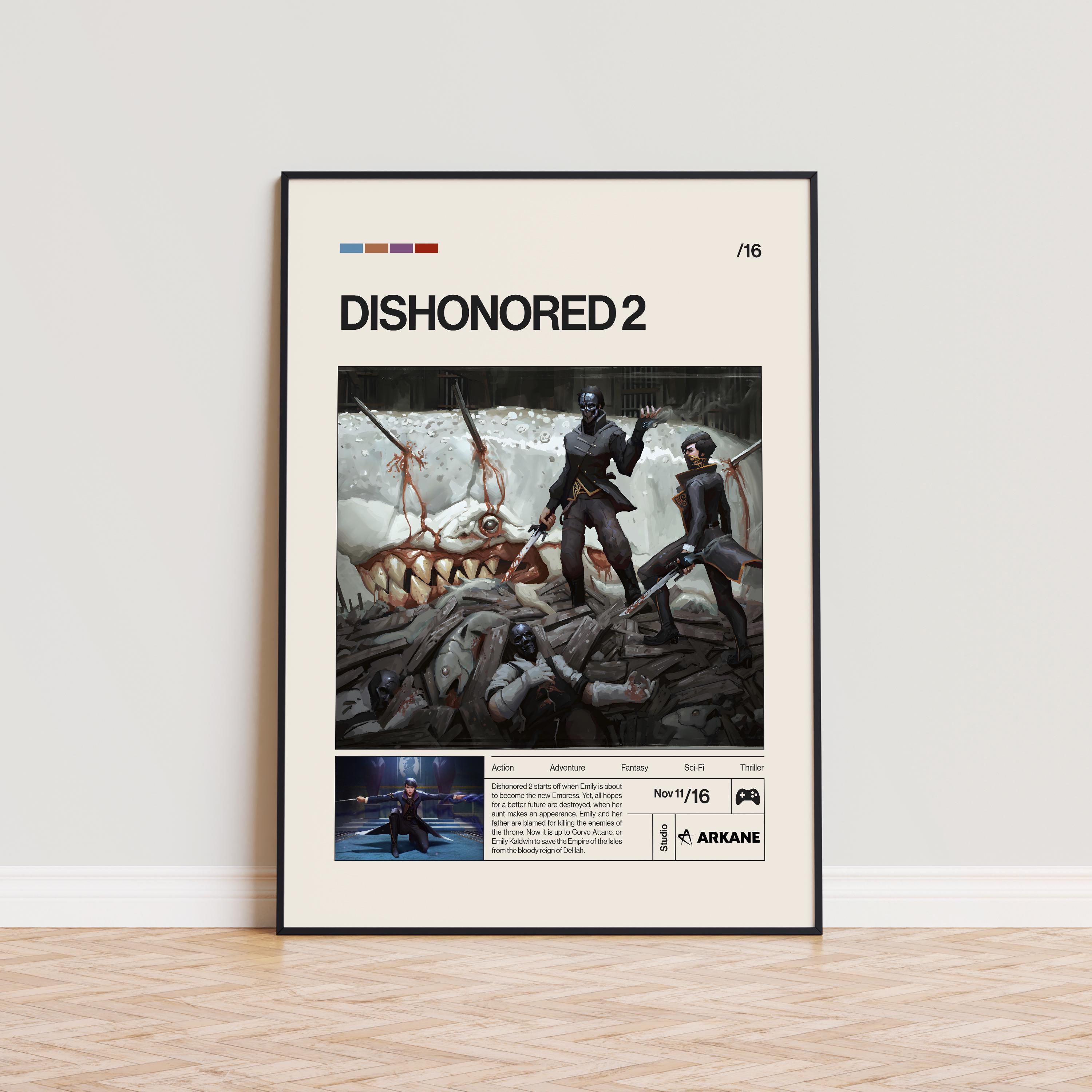 Dishonored 2 Poster, Video Game Poster, Minimalist Game Print, Gaming ...