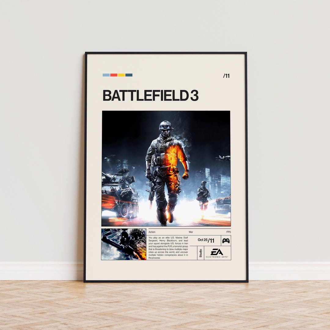 Battlefield 3 Poster, Video Game Poster, Minimalist Game Print, Gaming ...