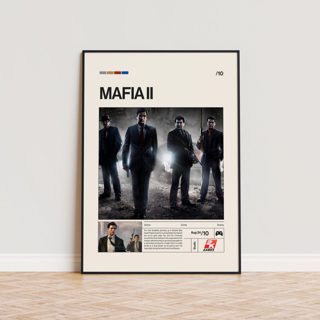 Mafia 2 Poster, Video Game Poster, Minimalist Game Print, Gaming Room ...